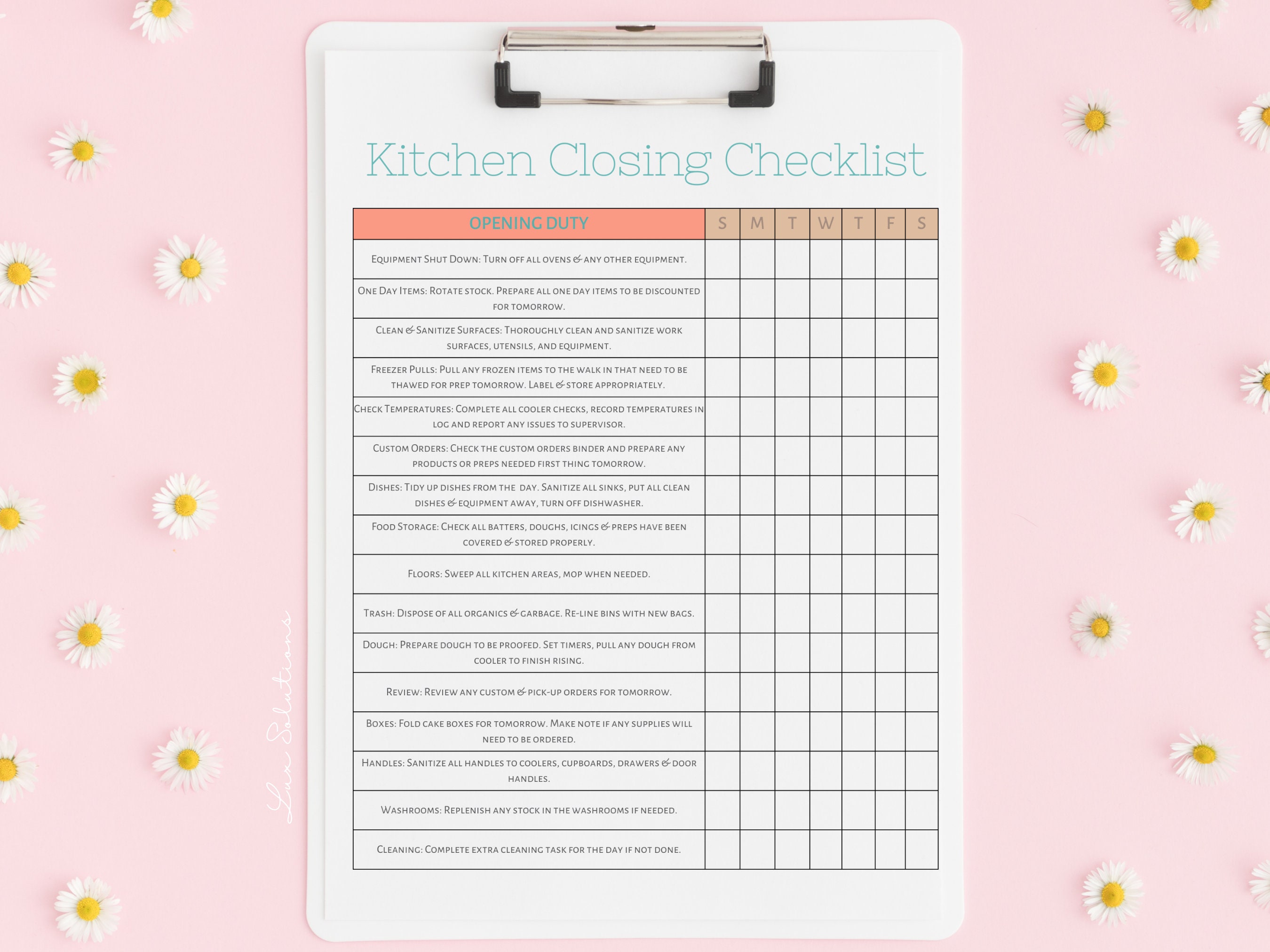 Bakery Closing Checklist, Editable Template for Bakeries, Bakery ...