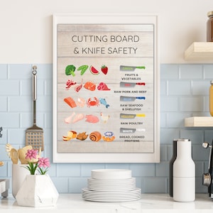 Food Safety Poster Cutting Board and Knife Safety Restaurant - Etsy
