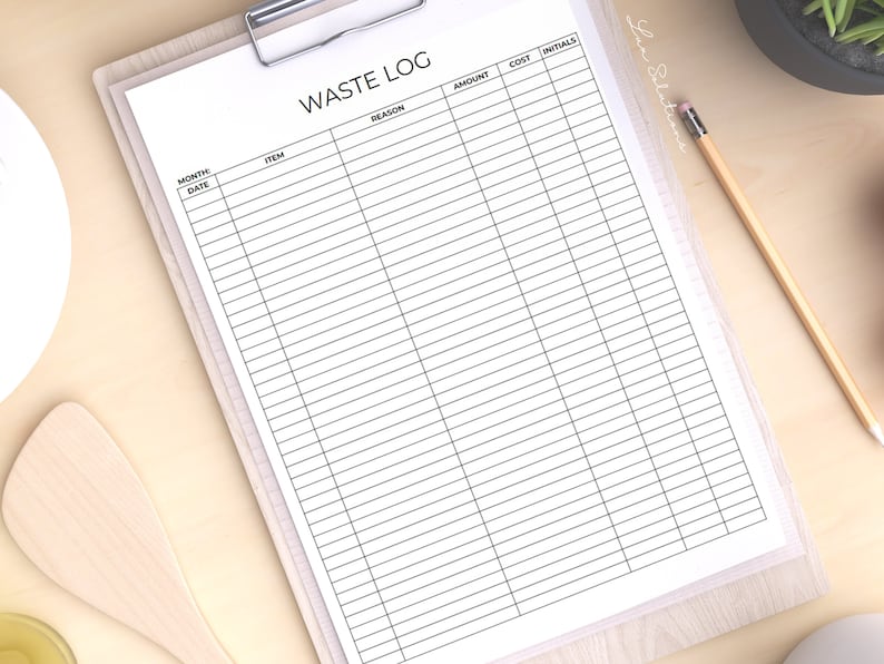 Editable Waste Log for Restaurants & Bars, Food Cost Management ...