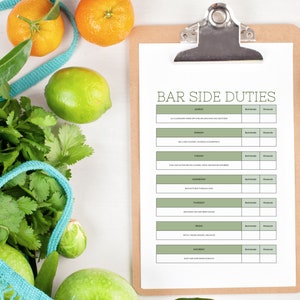 Bar Side Duties Checklist Bartender Checklist Bar Side Work - Etsy