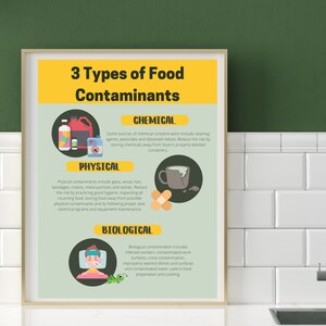 Three Types of Food Contaminants Safety Poster, Food Safe Chart ...