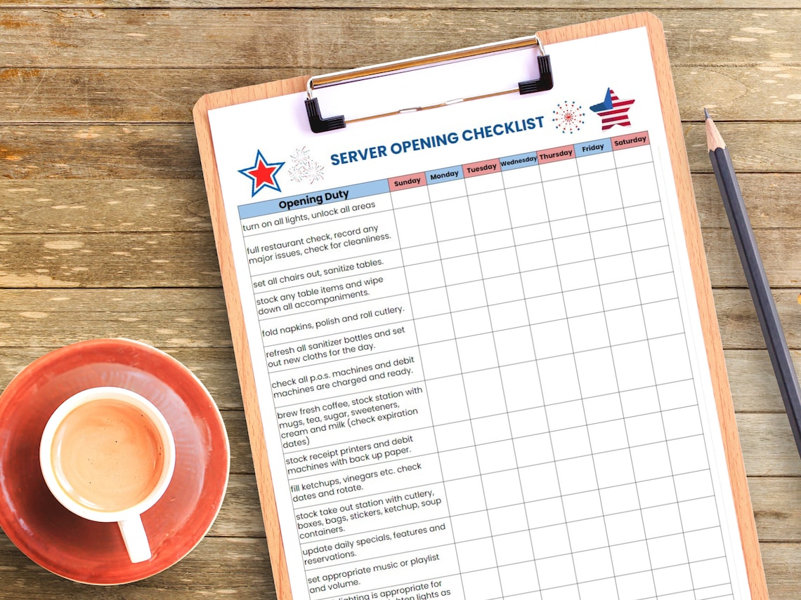 Server Checklist Template Bundle, Restaurant & Bar Server Checklists ...