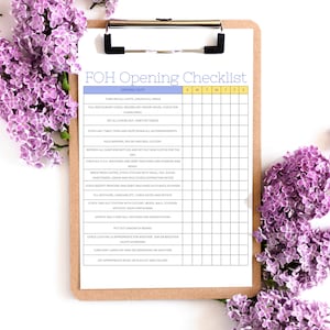 FOH Opening Checklist Server Opening Checklist Editable - Etsy