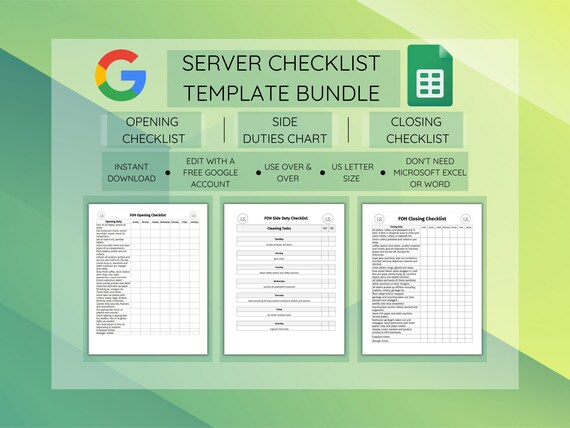 Server Checklist Template Excel