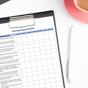 Server Opening Checklist Template, FOH Opening Checklist, Editable ...