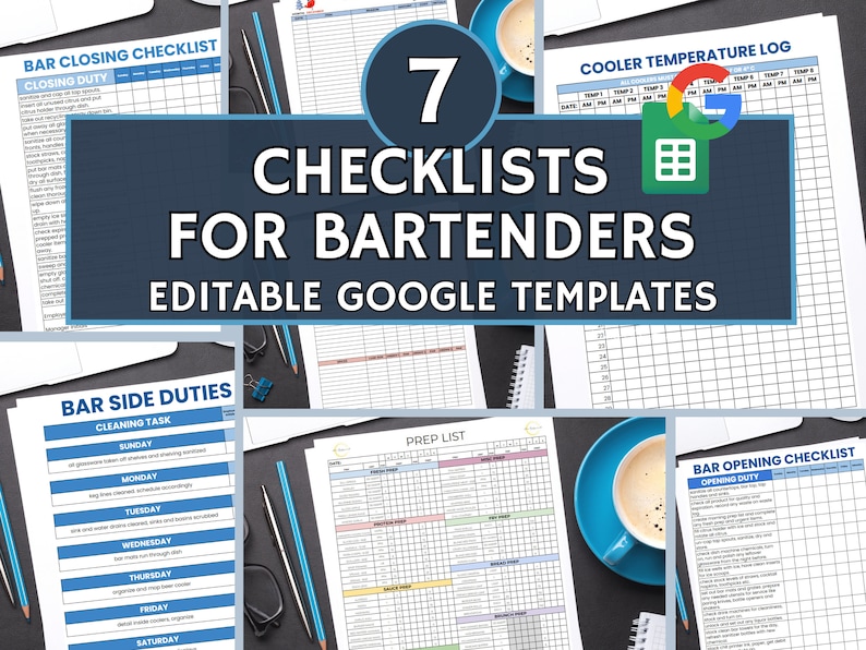 Bar Management Template Bundle, Bartender Operations Checklist Bundle ...