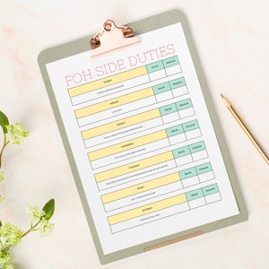 FOH Checklist Template Bundle Restaurant & Bar Serving - Etsy