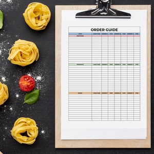 Order Guide for Restaurants and Bars, Restaurant Par List, Ordering ...