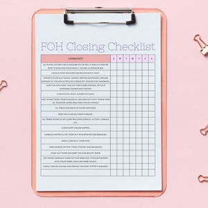 Professional Server Checklist Bundle, Easy to Edit Templates, Opening ...