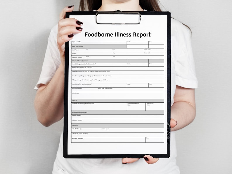 Foodborne Illness Report, Restaurant Form, Printable Report, Restaurant ...