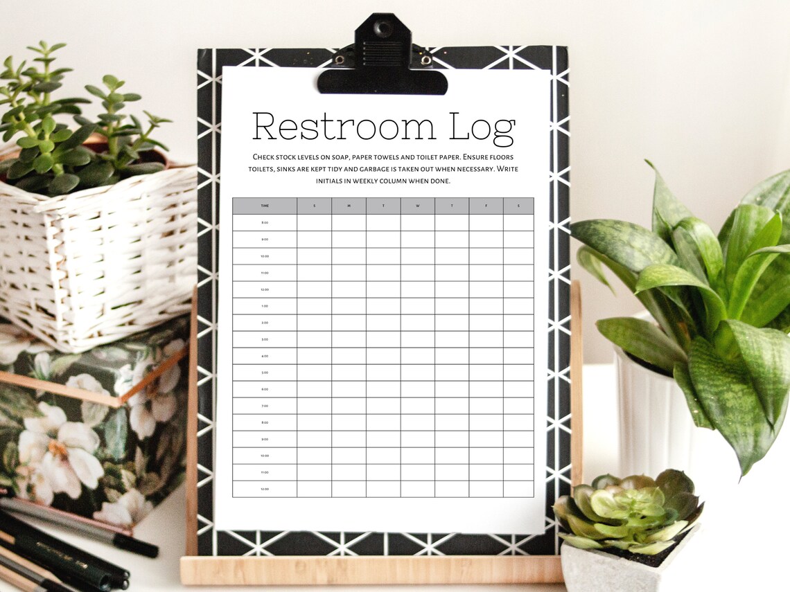 Bathroom Log Restroom Checklist Editable Template Washroom - Etsy Canada