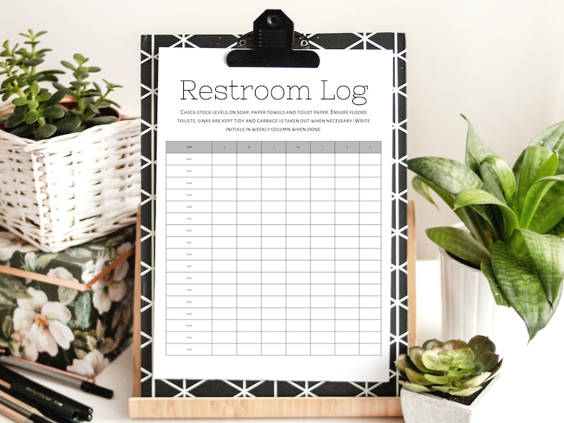 Bathroom Log Restroom Checklist Editable Template Washroom - Etsy Canada