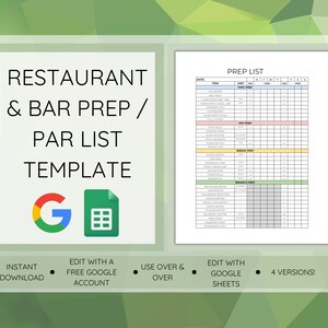 Prep & Par List Template Food Prep List Prep List Template - Etsy