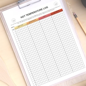 Hot Holding Temperature Log for Food Safety, Temperature Log for ...