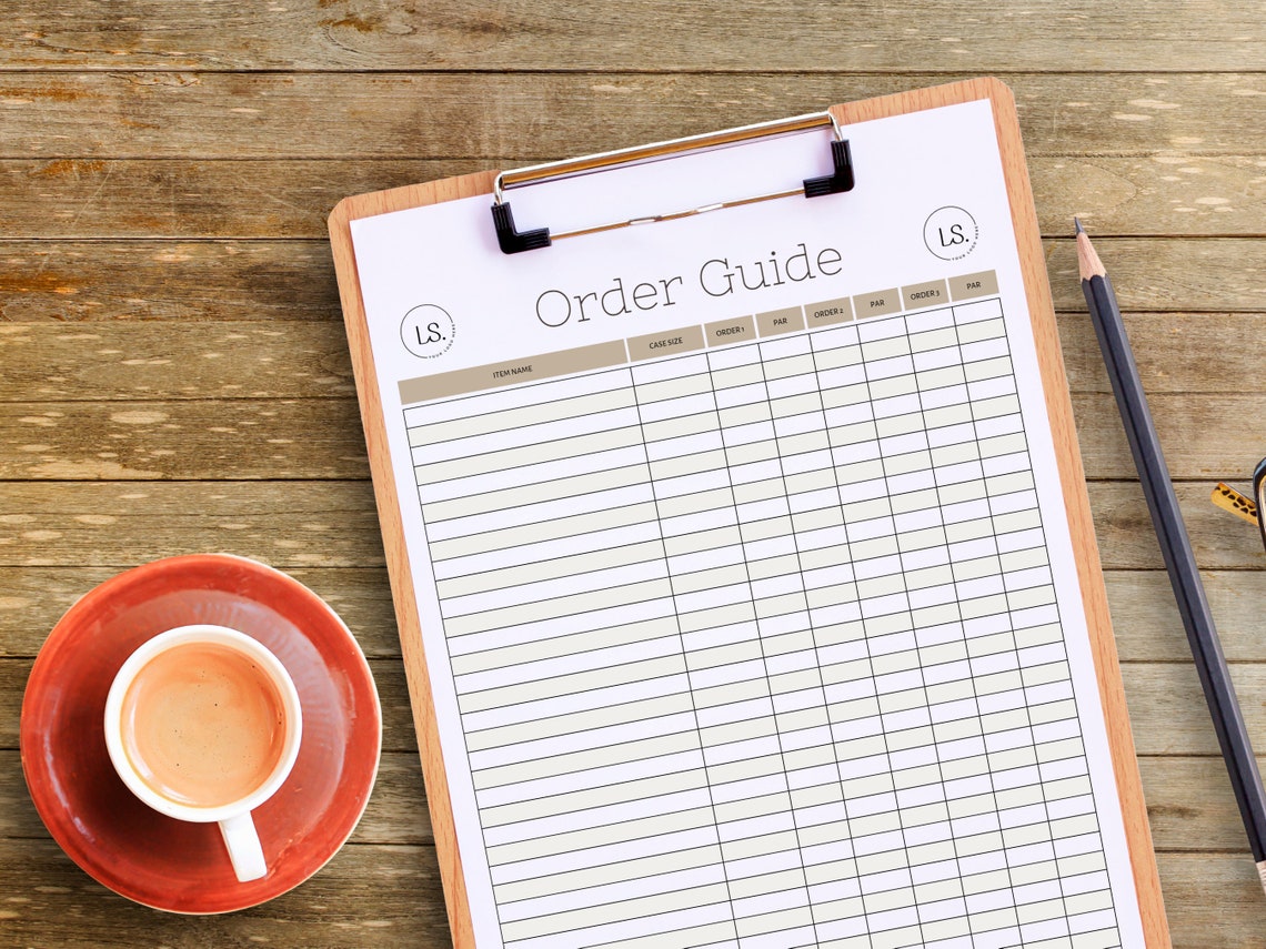 Order Guide for Restaurants and Bars Restaurant Par List - Etsy