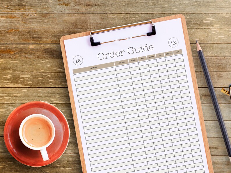 Order Guide for Restaurants and Bars Restaurant Par List - Etsy