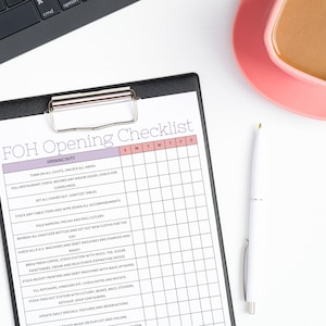 Professional Server Checklist Bundle, Easy to Edit Templates, Opening ...