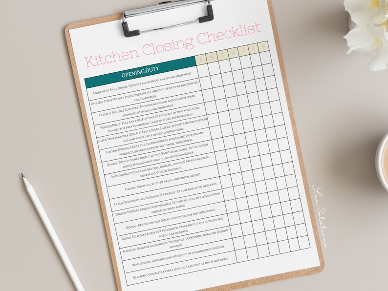 Bakery Closing Checklist, Editable Template for Bakeries, Bakery ...
