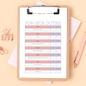 Server Extra Cleaning Checklist Template, Server Side Duty Checklist ...