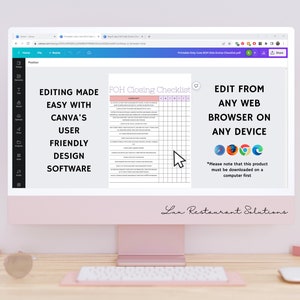 FOH Closing Checklist Template, Server Closing Checklist, Editable ...