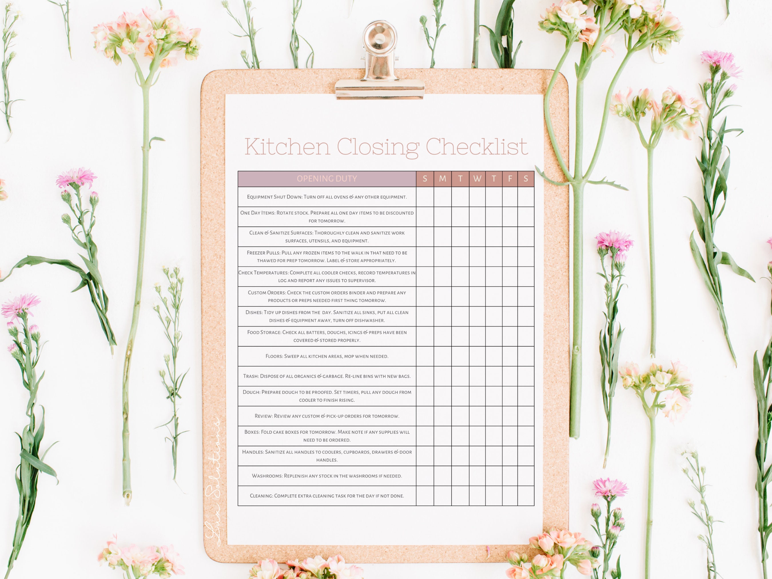 Bakery Closing Checklist, Editable Template for Bakeries, Bakery ...