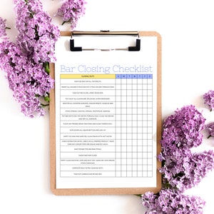 Bar Closing Checklist Restaurant Bar Cleaning List Bar - Etsy