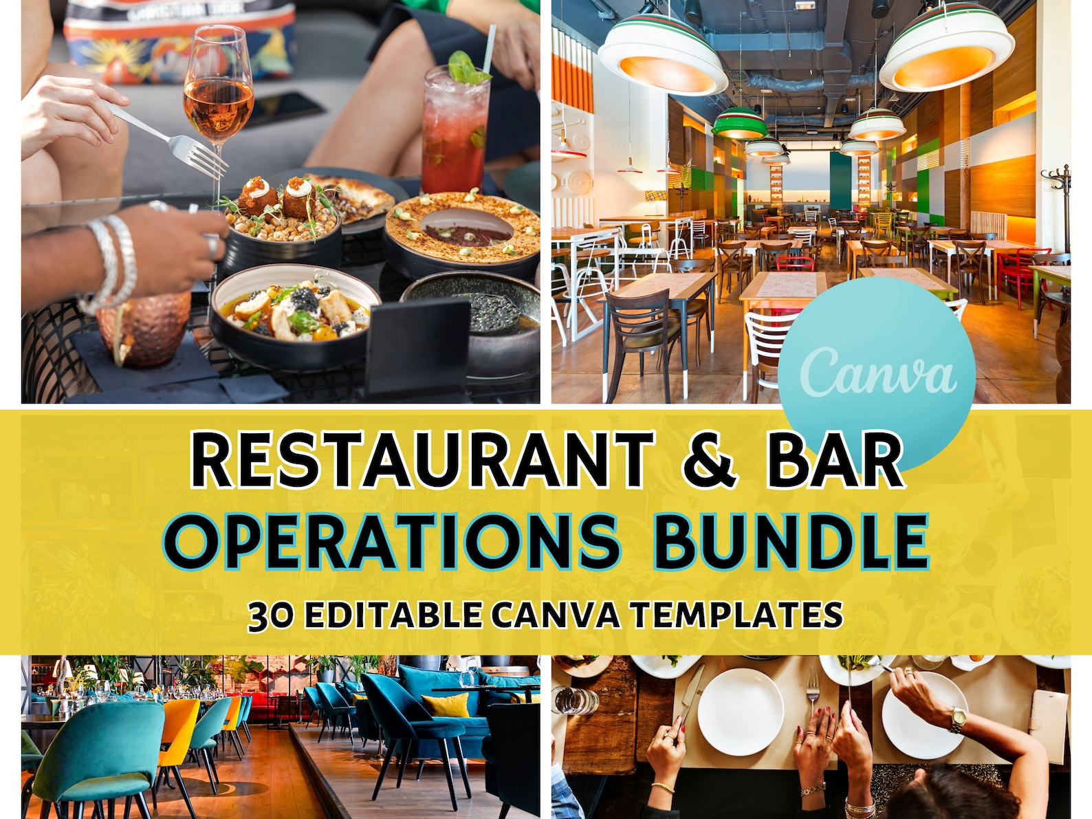 Restaurant Template Bundle, 30 Editable Restaurant & Bar Templates ...