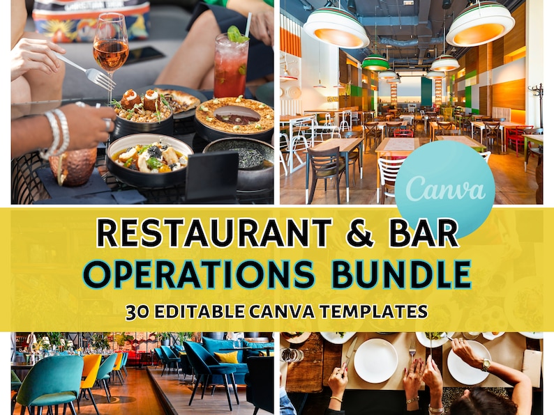 Restaurant Template Bundle, 30 Editable Restaurant & Bar Templates ...