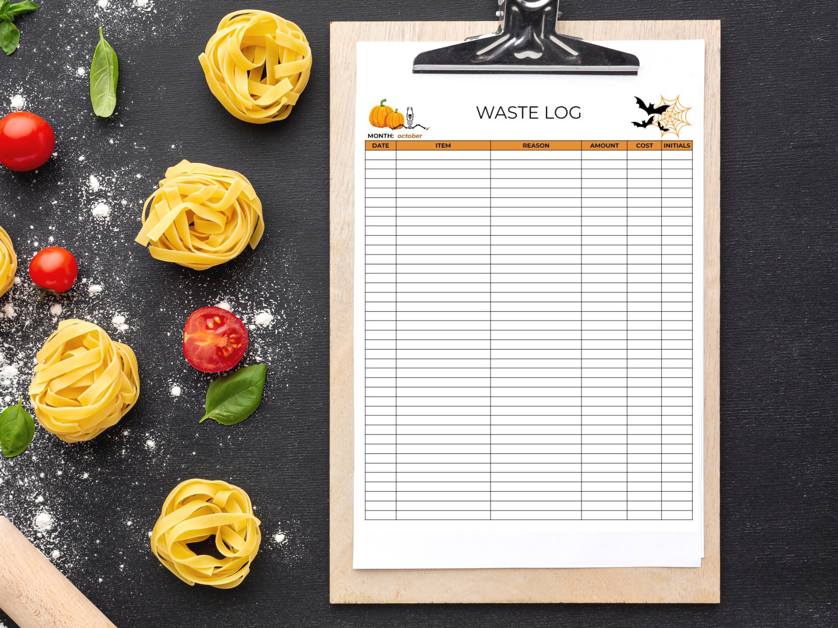 Editable Waste Log for Restaurants & Bars, Food Cost Management ...
