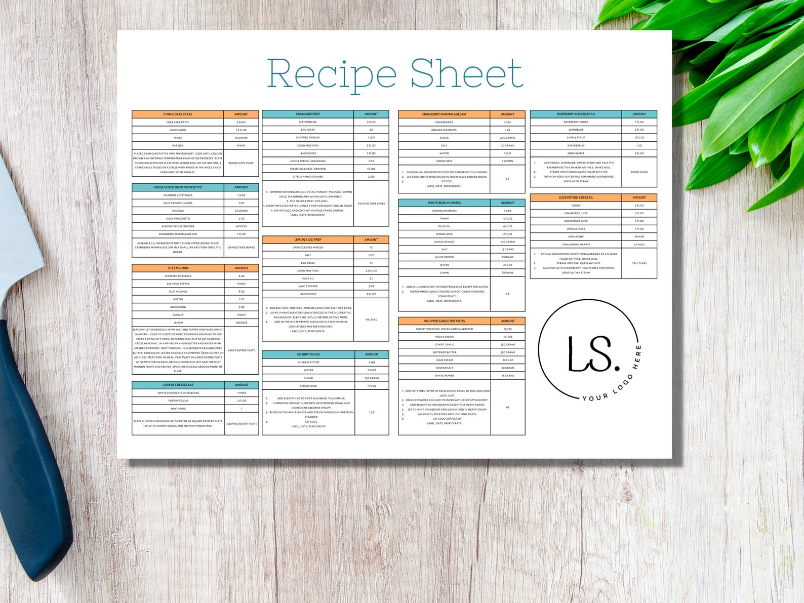 Restaurant Station "cheat Sheets", Restaurant Training Materials ...