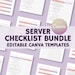 Professional Server Checklist Bundle, Easy to Edit Templates, Opening ...
