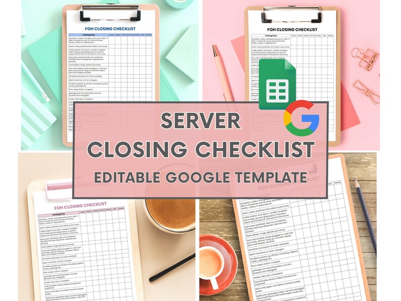 Server Closing Checklist Template, Editable Serving Checklist ...