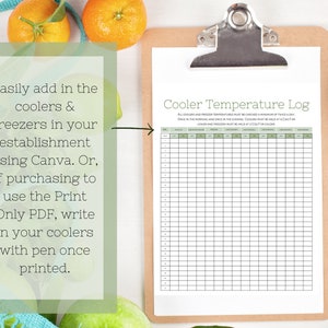 Printable Cooler Temperature Logs for Restaurants Bars Food - Etsy
