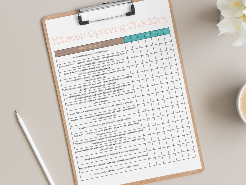 Bakery Opening Checklist, Editable Template for Bakeries, Bakery Daily ...