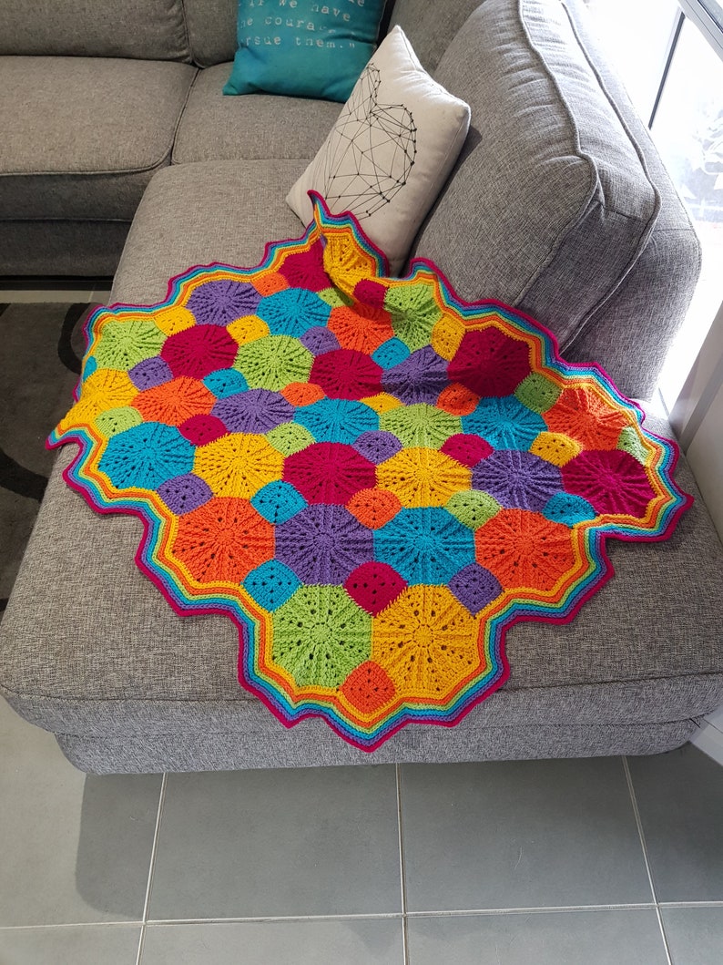 Octagon Fireworks Crochet Blanket Pattern - Etsy