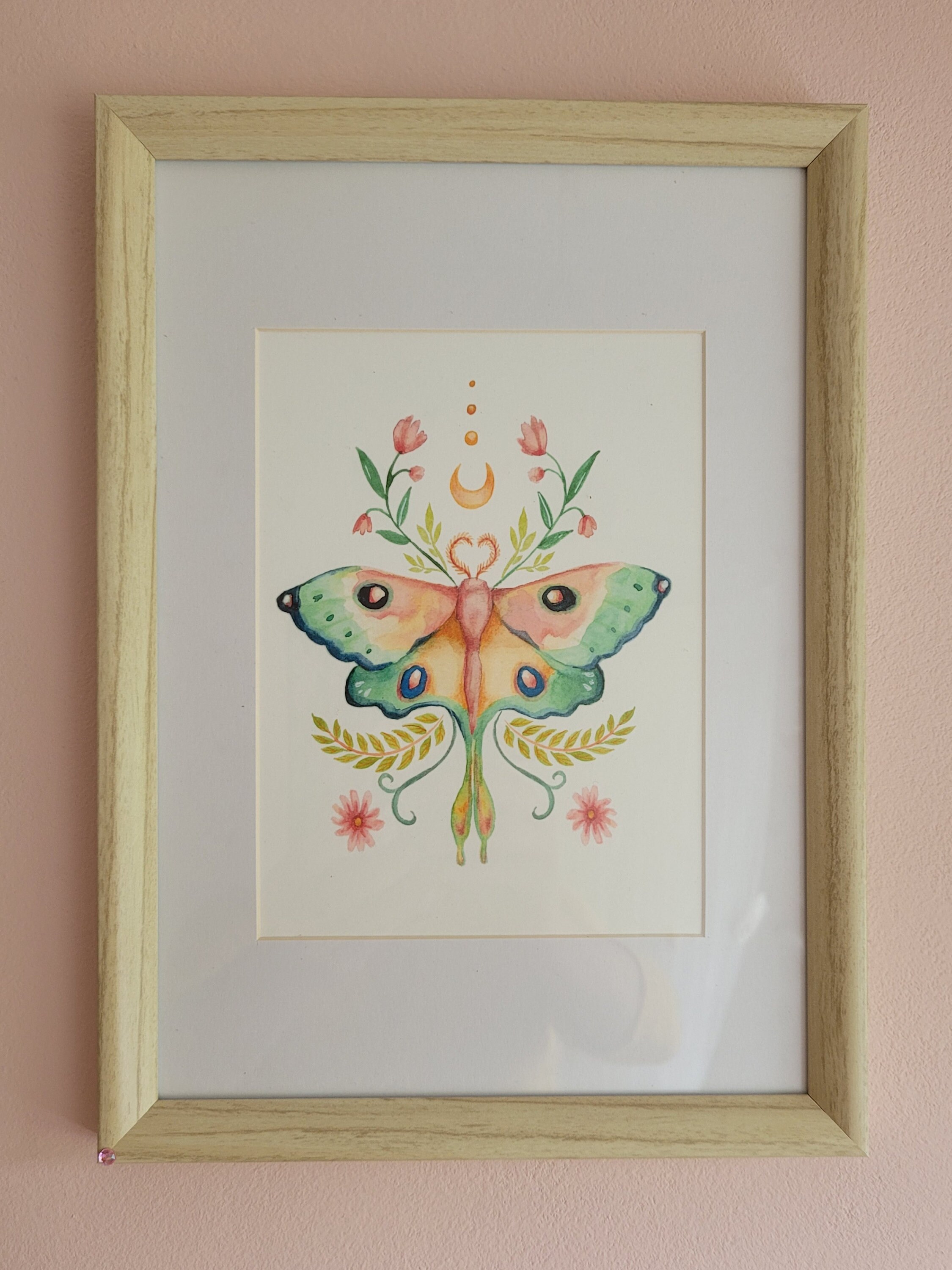 Greeting Card With Moth Folk Art Style Card With Moth Greeting Card A6 ...