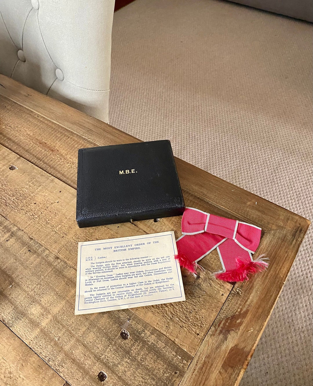 Rare Vintage Box for an MBE Medal With Ribbon and Paperwork. Quality ...