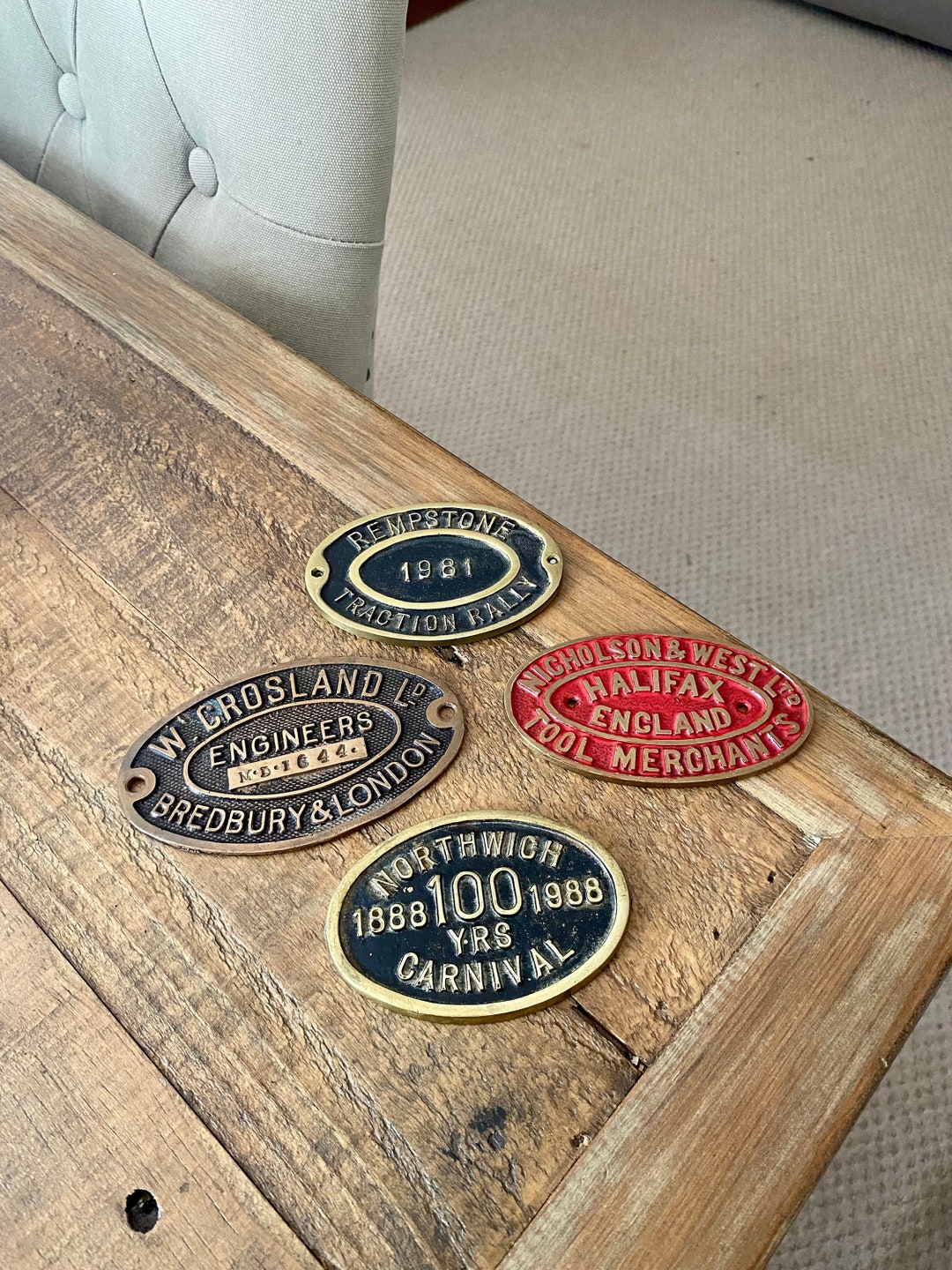 Four Vintage Metal British Industrial Signs / Plaques. Rempstone ...