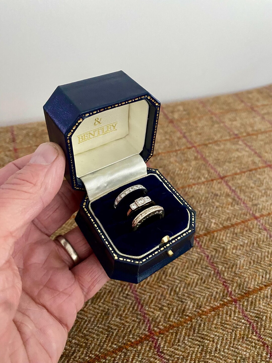 Luxury Triple Ring Box. Vintage Jewelry Box. Jewellery Box for Wedding ...