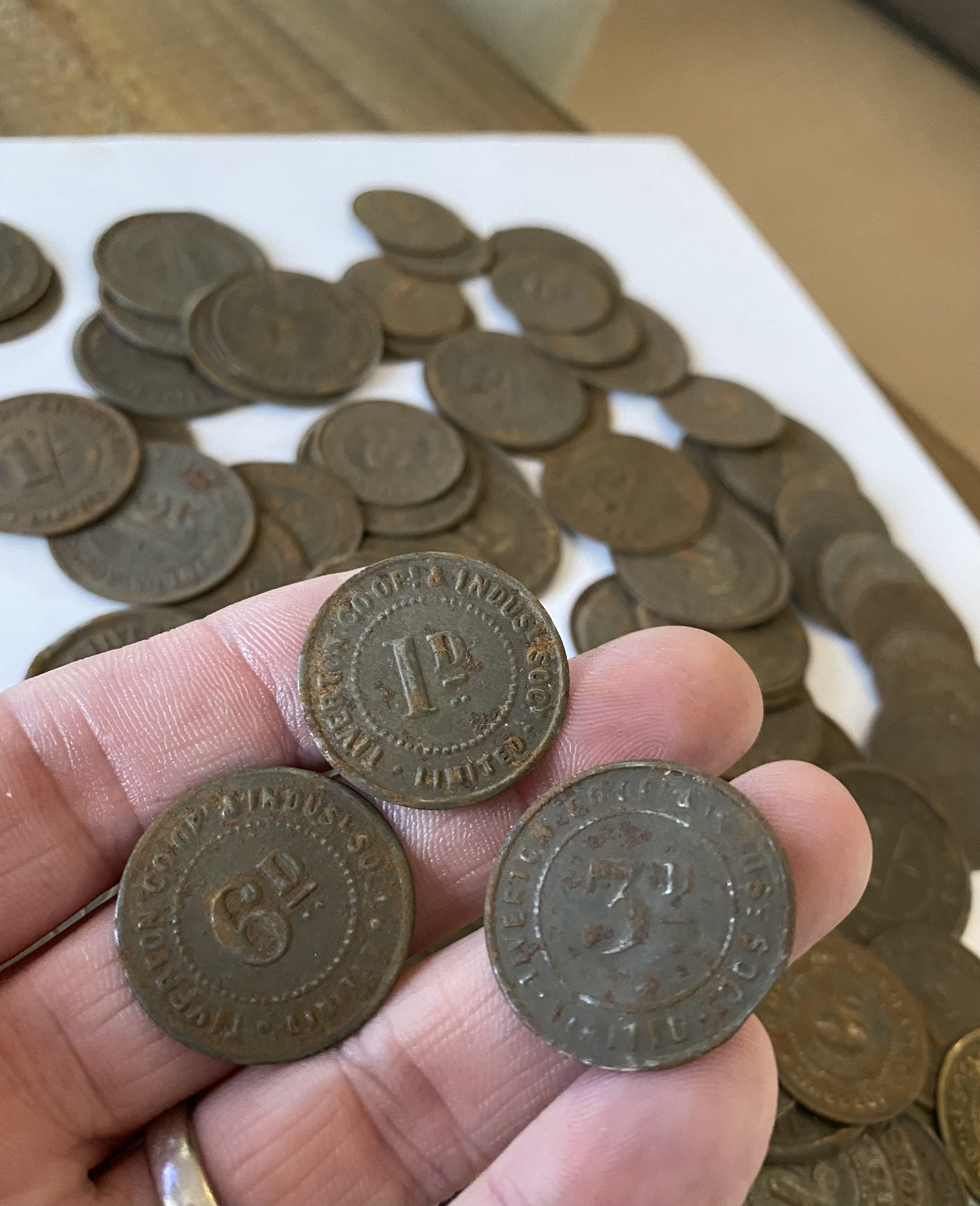 A Collection of 100 X Vintage Co Op Store Tokens. Money Tokens. Antique ...