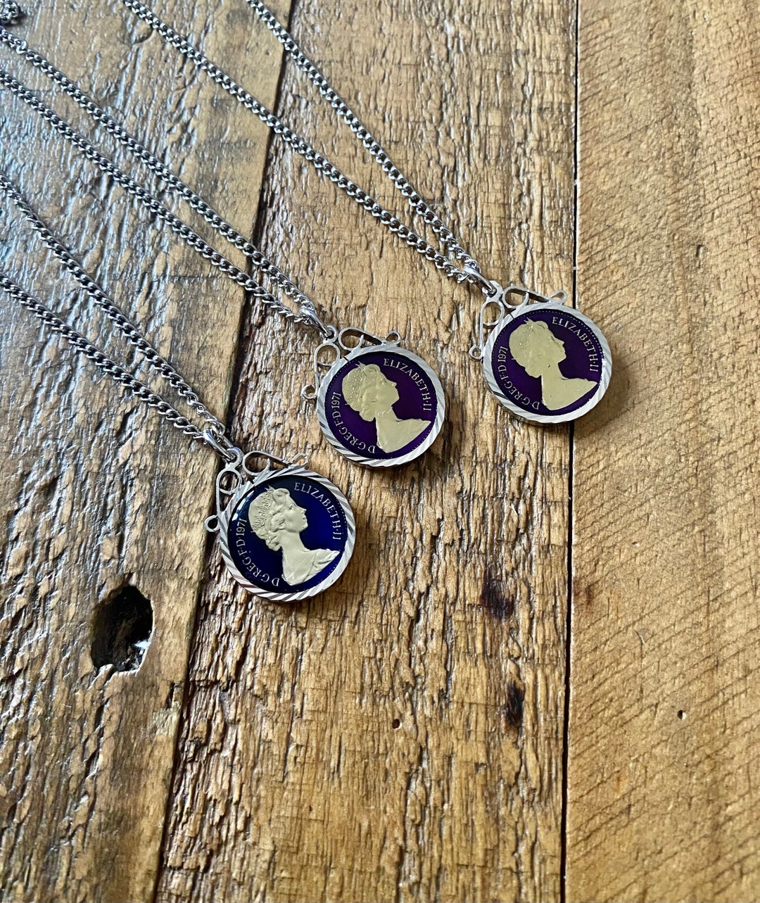 Beautiful Small Enamel Coin Pendant Necklace. Coin Jewelry. the Year ...