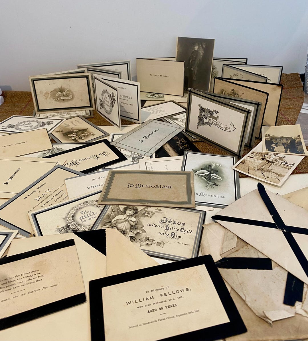Large Quantity of Antique in Memoriam Funeral Cards. Remembrance Cards ...