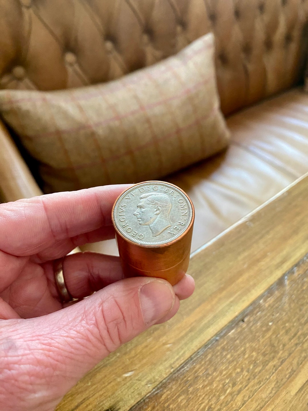 Handmade Coin Pill Box. A Small Box Made From Two Vintage British Coins ...
