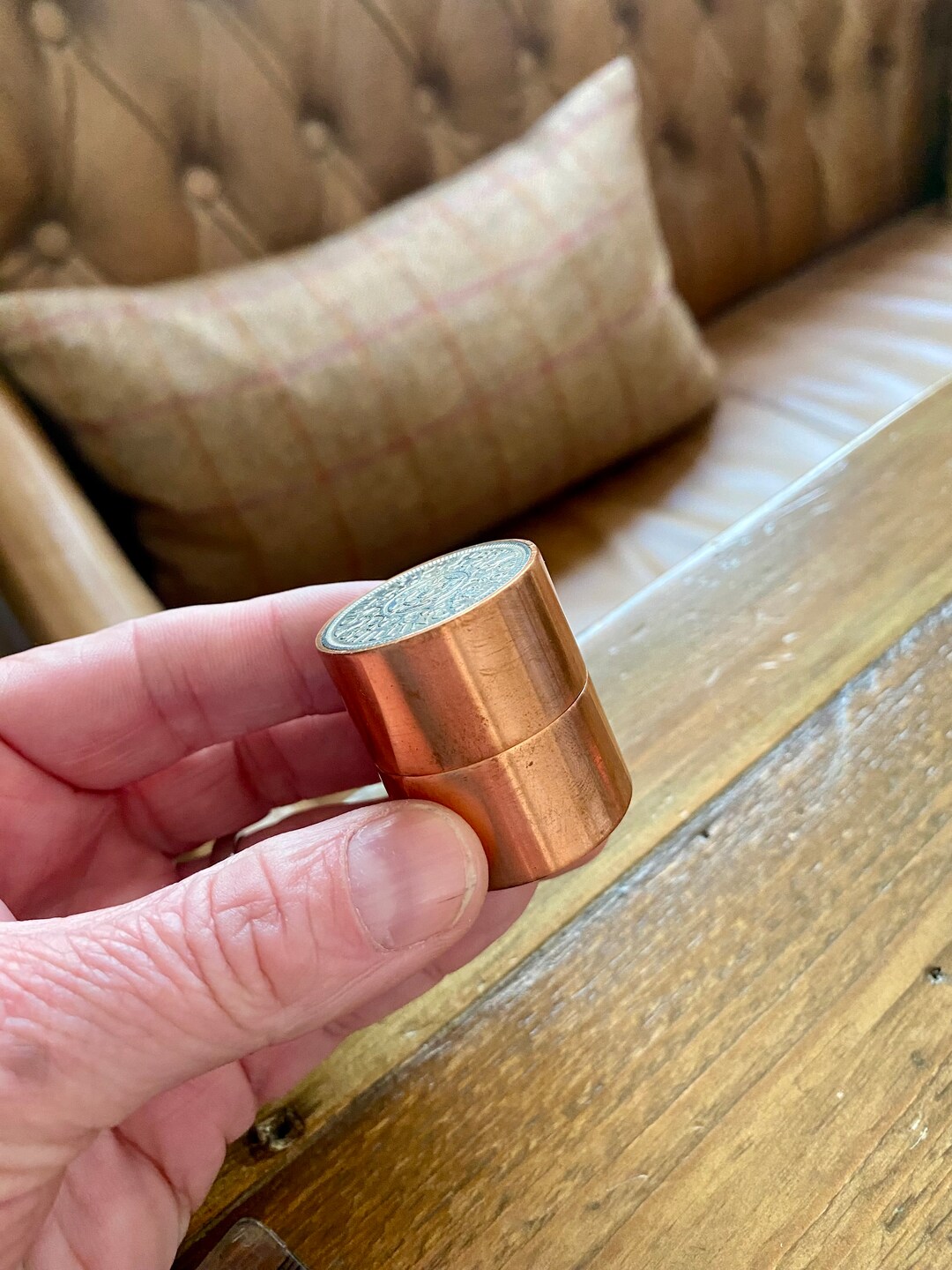 Handmade Coin Pill Box. A Small Box Made From Two Vintage British Coins ...