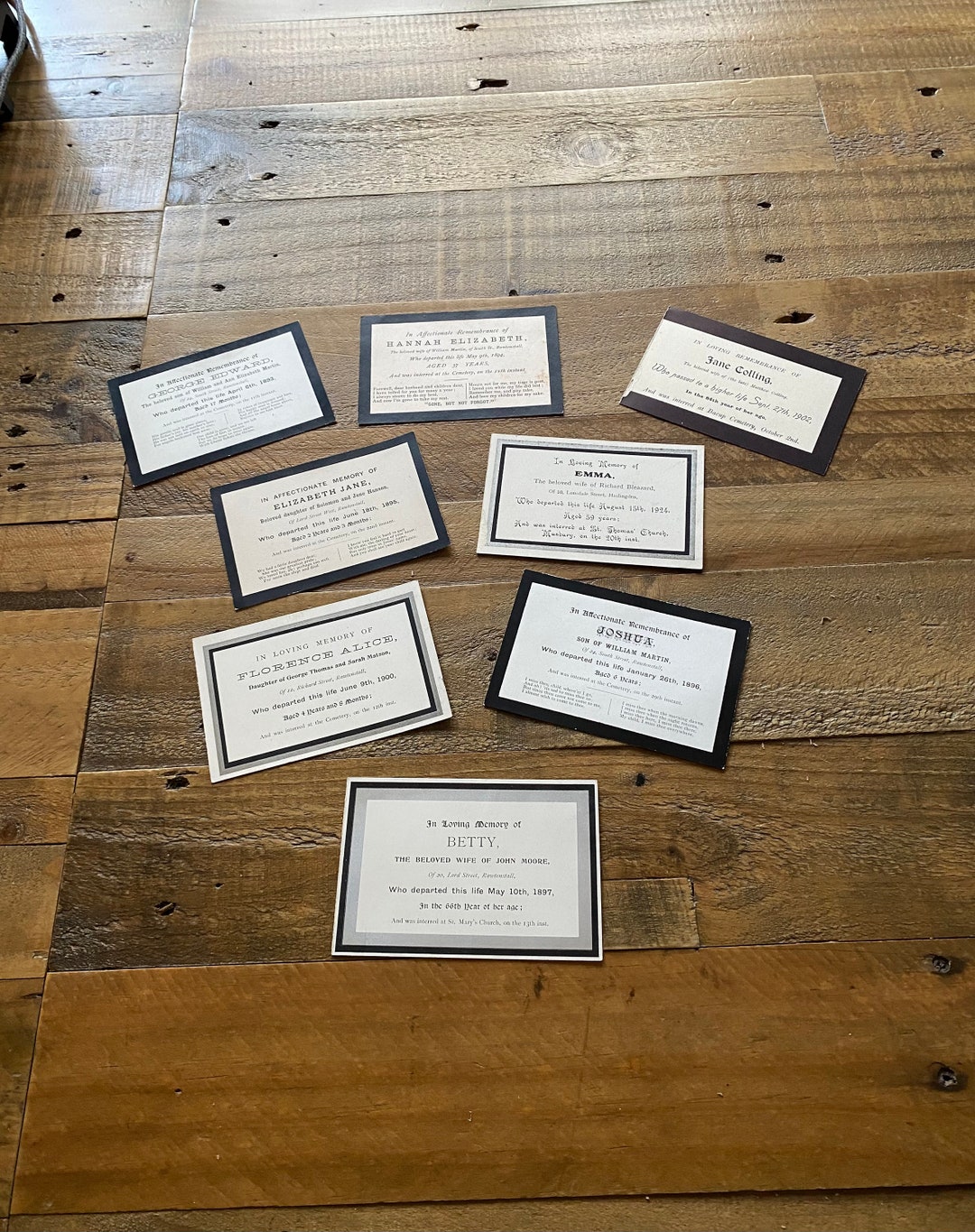 Antique in Memoriam Funeral Cards. Mourning Cards to Announce the Death ...