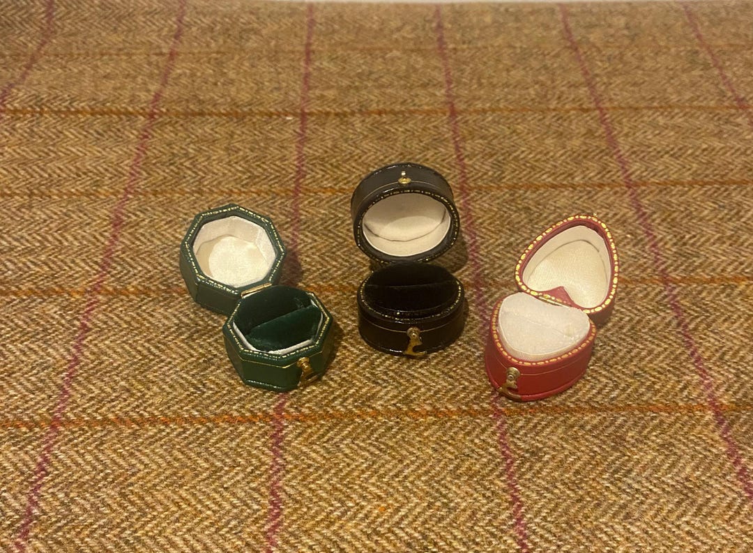 Three Vintage Style Ring Boxes. Antique Style Jewellery Boxes. Small ...