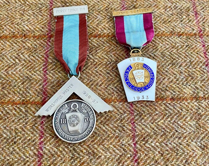 Two Vintage Masonic Medals. Percy Lodge Guildford. One Silver ...