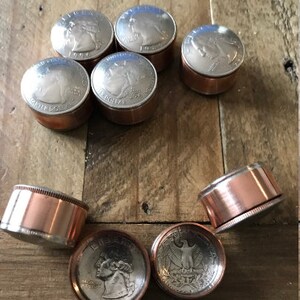 Handmade Coin Pill Box. A Small Box Made From Two US Quarter Dollar ...