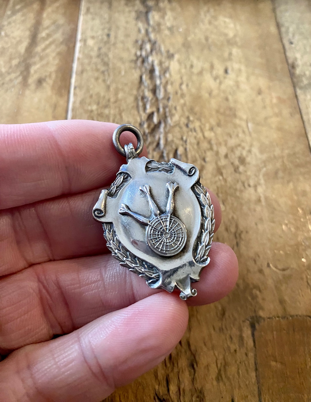 Heavy Vintage Solid Silver Pocket Watch Chain Fob. Antique Silver Medal ...