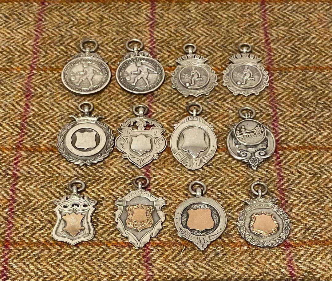 12 X Vintage Solid Silver Pocket Watch Chain Fobs. Antique Silver ...